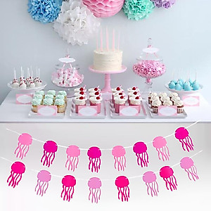 Jellyfish banner decoration, pink jellyfish theme decoration, can be used for baby showers, birthdays and other ocean theme parties