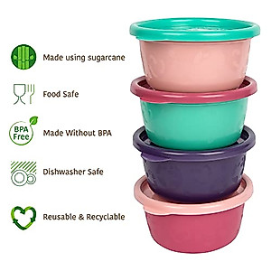 The First Years GreenGrown Reusable Bowls with Lids – Toddler Snack Bowl – 8 Pack – Pink/Purple/Teal