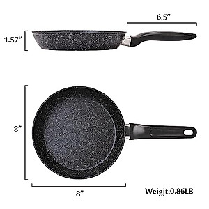 Nonstick Frying Pan Skillet,8 Inch Non Stick Granite Fry Pan Egg Pan Omelet Pans,Stone Cookware Chef's Pan with Heat-Resistant Handle,100% APEO&PFOA Free,Induction Compatible