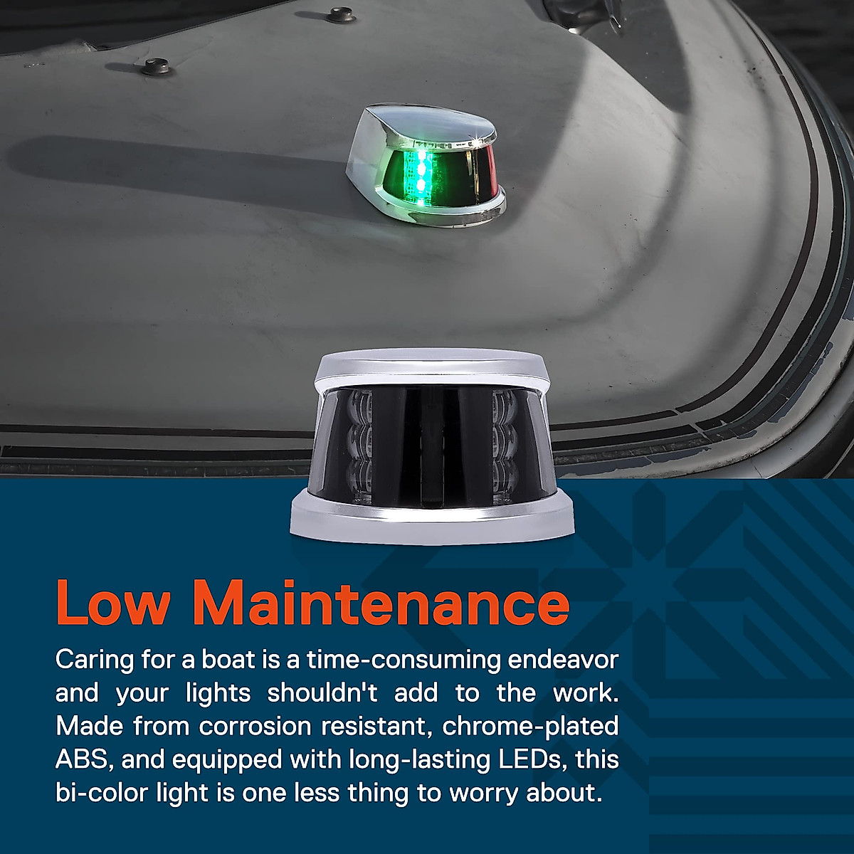 TRUE MODS Red Green LED Marine Navigation Bow Light [USCG ABYC A-16 2NM] [Waterproof] [Chrome & ABS] 2 Nautical Mile Visibility Bicolor Light for Pontoon Yacht Fishing Boat