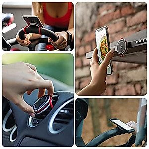 IMStick Innovative Magnetic Phone Grip, Stand and Mount - 100 Ways to Use: Golf Cart Phone Holder, Universal Car Mount, Travel, Airplane, Stroller, Gym, Shopping Cart, Tablet Holder - Blue