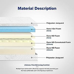 Olee Sleep Queen Mattress, 8 Inch Gel Memory Foam Mattress, Gel Infused for Comfort and Pressure Relief, CertiPUR-US Certified, Bed-in-a-Box, Medium Firm, Queen Size