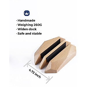 Nuvograin Dual Laptop Holder Vertical Laptop Stand, 2 Slots MacBook Stand Wood,Wooden Laptop Stand,Vertical Laptop Holder for Desk, Widen Dock Fits All MacBook/Surface pro