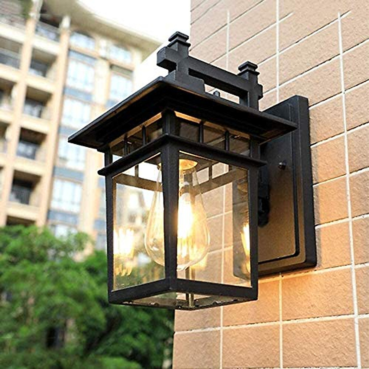 PQQ Wall Lamps Outdoor Wall Light Sconces Vintage Waterproof IP54 Cast Aluminum and Glass Wall Lantern E27 Rustic Garden Home Entrance Yard Wall Lighting