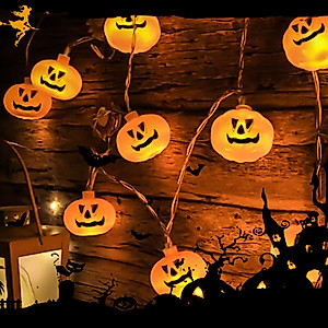 Halloween String Lights, 9.8 FT 20LED Pumpkin Lights StringJack-O-Lantern Battery Operated String Lights, 2 Modes, Operated for Home Garden Yard Decorations Holiday Lights Party Supplies, white
