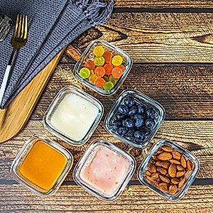 CZUMJJ 5 oz Square Glass Food Storage Containers Set of 24, Small Containers with Locking Lids, Airtight Glass Food Jars for Food Portion, Snacks | Freezer, Microwave & Dishwasher Safe