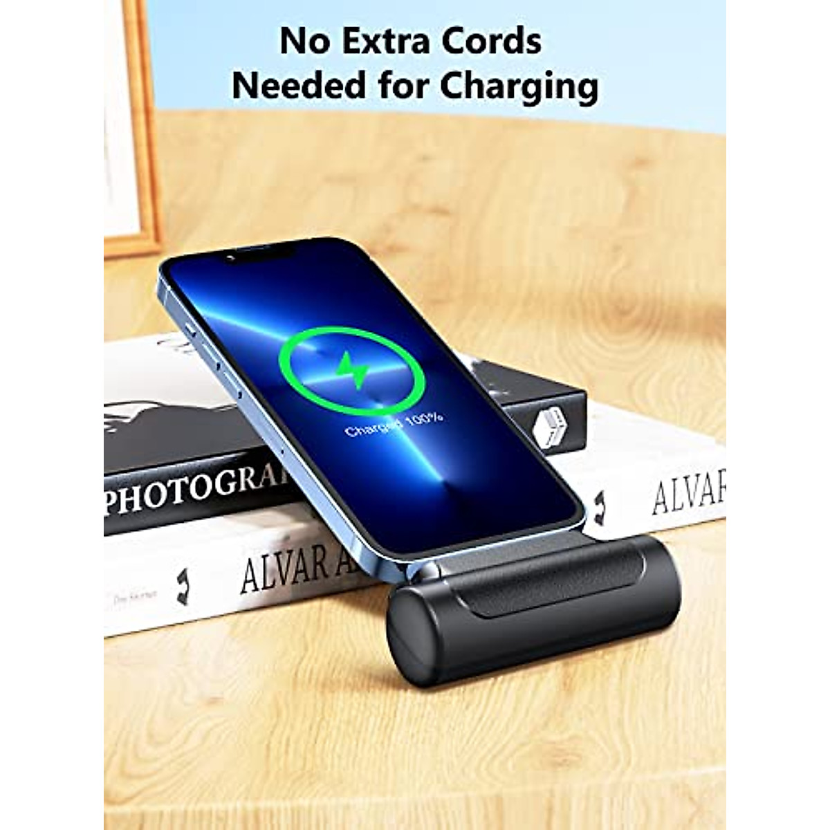 Abnoys Portable-Charger-Power-Bank - 8000mAh Mini Power Bank Ultra Compact Portable Phone Charger Battery Pack Compatible with iPhone Comes with a Type-C Conversion Interface (Black)