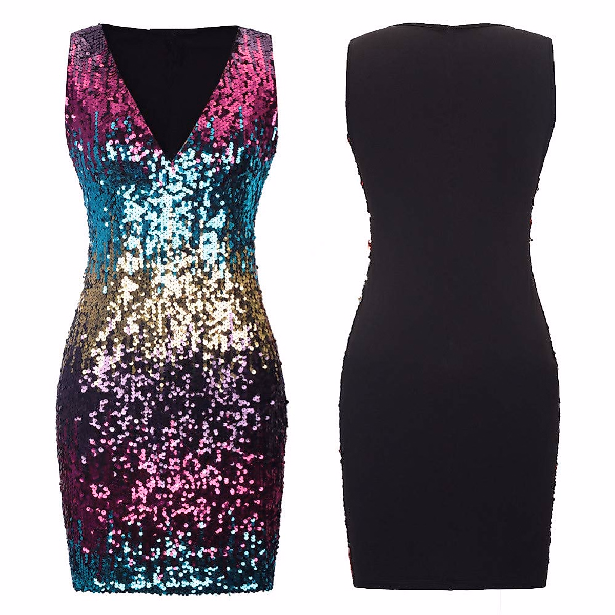 F_Gotal Women's Sleeveless Fit and Flare Loose Party Clubwear Dress Bodycon Evening Party Cocktail Light Blue