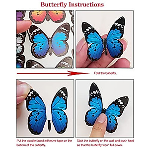 80 PCS Butterfly Wall Decals, 3D Butterfly Wall Decor Stickers for Home Wall Decor Room Nursery Decor