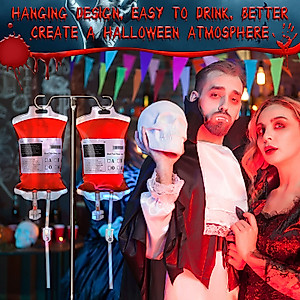 Jerify 36 Pcs Blood Bag Set 20 Pcs IV Bags Pouches 15 Pack Jelly Syringes and Injection Syringe for Halloween Gag Gift Graduation Zombie Vampire, Reusable Party Cups Container