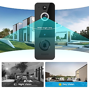 BITEPASS Smart Video Doorbell Camera Wireless with Ring Chime, AI Human Detection, 2-Way Audio, HD Live View, Wire-Free, Night Vision, Cloud Storage, Battery Powered, Indoor Outdoor Surveillance