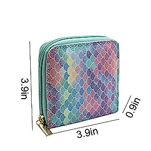 Orityle Women Small Short Wallets Mermaid Scale Coin Purse Credit Card Holder with Zipper for Teen Girls, B, One Size
