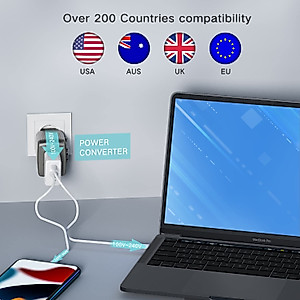 KELEILVTU 2000W Adapter 880W Voltage Converter, Down Voltage 220 V to 110 V for Curling Iron Cell Phone Laptop, US to UK Europe AUS Over 200 Countries Power Converter（Gray）