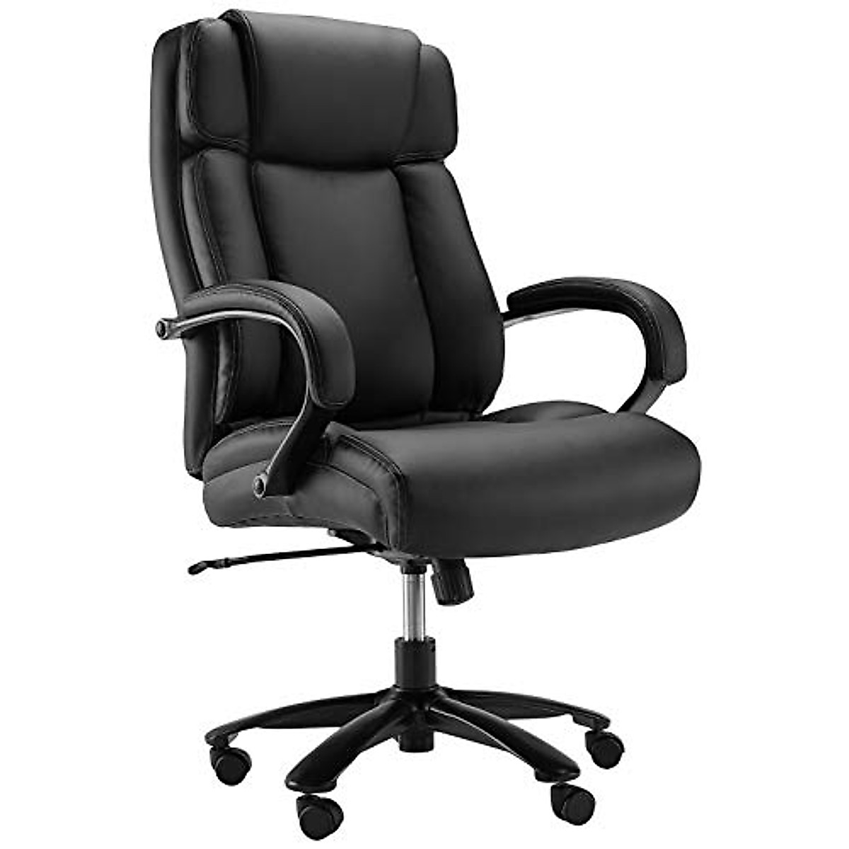 Amazon Basics Big & Tall Adjustable Executive Office Chair - 500-Pound Capacity, Black Faux Leather