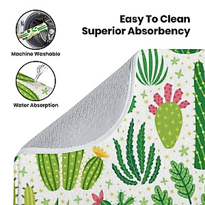 AMASOO Dish Drying Mat Different Cactus Green Cacti Natural 18" x 24" Handable Dish Drying Rack Pad Protecter Dish Drainer Mat for Kitchen Countertops Counter 18x24 inches