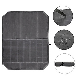 Knife Storage Bags and Rolls, Waxed Canvas Chefs Knife Carrier Holder, Cooking Knives and Utensils Wrap Bag, 7 Pockets Portable Protector Case for Kitchen Tools (Gray)