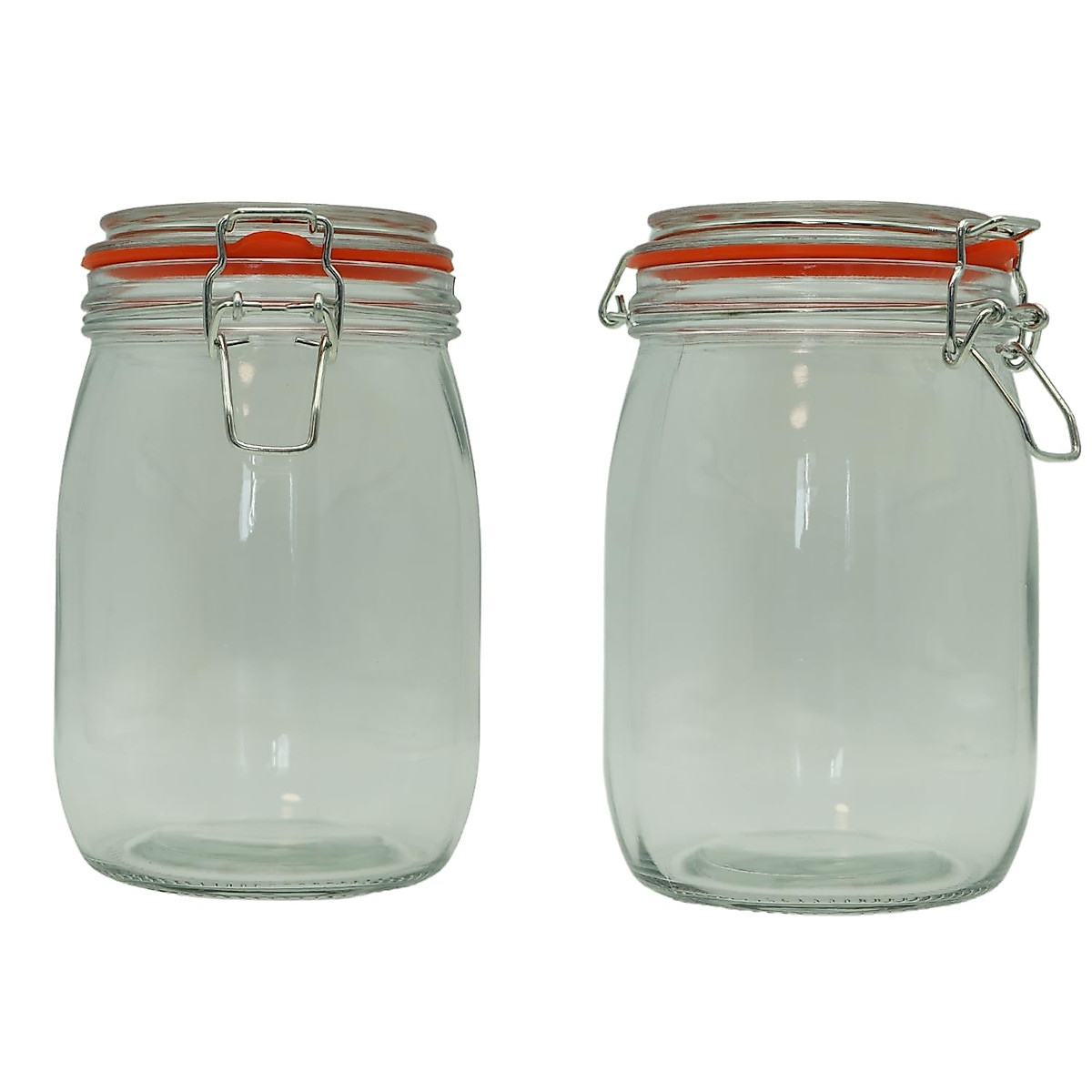 Generic Airtight Food Storage with lid 34 Oz set of 2pc, wide mouth. Clear Glass Kitchen, Pantry Organizer. Keep your food, grains cofffee, tea, cookies and candies dry, fresh. (Oval, PC11002-D)