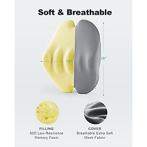 Foamula Vibrating Lumbar Support Pillow, Back Support Pillow with Vibrating Motors for Back Pain Relief, Ergonomic Design with Adjustable Strap for Home Office Chair, Gaming Chair, Car Seat, Plane