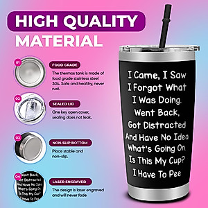 Birthday Gifts for Women/Men-I Came I Saw I Forgot Tumbler 20oz-Funny Coffee Mug,Senior Citizen Gift, Retirement Gifts,60th,70th,80th Birthday Presents for Men Women (Black 1)