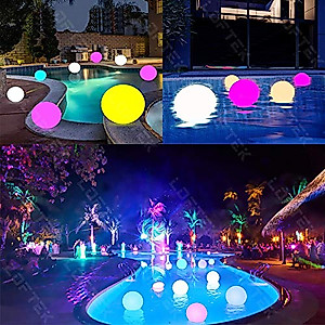LOFTEK 16-inch LED Dimmable Floating Pool Lights Ball, Cordless Night Light with Remote（1P）+Solar Fence Lights Outdoor, Solar Wall Deck Lights Led Garden Decorative Lighting （4P）