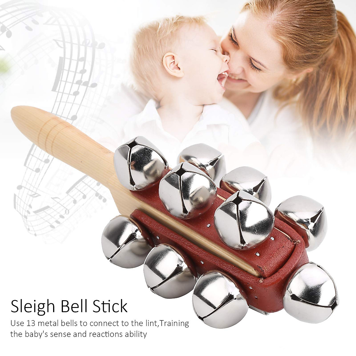 Sleigh Bell Stick, Jingles Bells, Smooth Durable Convenient for Dancing Beginners Concerts Parties