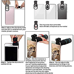 Phone Camera Lens Kit 10 in 1 for iPhone Samsung Pixel Android, 22X Telephoto Lens, 0.62X Super Wide Angle Lens&25X Macro Lens, 235° Fisheye,Kaleidoscopes, Starlight，Tripod，for Most Smartphone