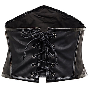 Alivila.Y Fashion Women's Faux Leather Rivet Steampunk Retro Boned Wide Corset Belt 21674-Black-M