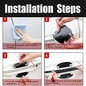 Carbon Fiber Car Door Handle Stickers Protector, Door Side Paint Protection, Door Handle Scratch-Resistant Carbon Fiber Protective Film, Universal Car Accessories for All Cars