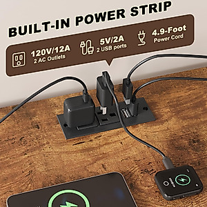 EKNKOZY Dresser TV Stand with 8 Drawers, Dresser TV Stand with LED Lights & Power Outlets, Bedroom Dresser, Chest of Drawers for 55'' Long TV, Wide Fabric Dresser (Rustic Brown)