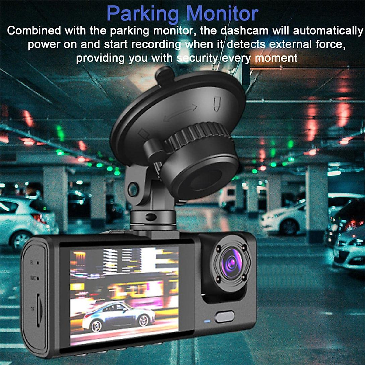 3 Channel Cam Front & Rear Inside - 1080P Camera for Cars - Dashcam Three Way Car Camera with IR Night Vision - Loop Recording, G-Sensor,Parking Monitor/2224