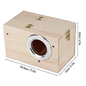 Bird Breeding Box, 12x12x19.5 cm Wooden Bird House, Pet Incubation Nesting Box for Outdoor Garden Decoration, Upper Cover Can be Opened