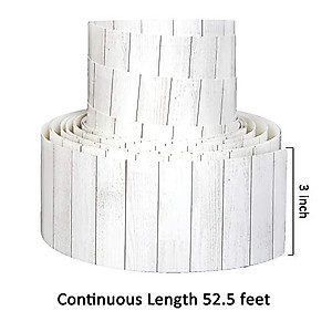 Youngever 52.5 ft Bulletin Board Borders for Classroom Decoration, White Wood Style Straight Border Trim