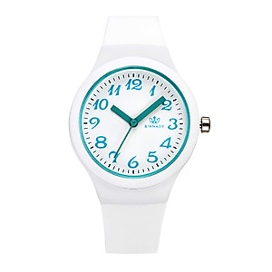 Top Plaza Womens White Silicone Analog Quartz Wrist Watches Fashion Casual Colorful Sport Rubber Jelly Watch with Classic Arabic Numerals
