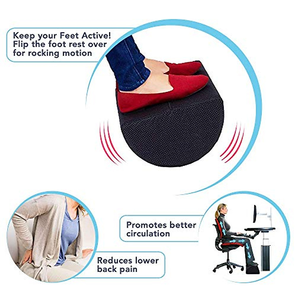 Foot Rest Cushion to Relieve Knee Pain, Tired, Aching & Sore Feet. Reduce Deep Vein Thrombosis. Ideal for Office and Home. High Quality Anti Slip Cover.