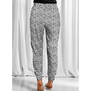 Dokotoo Womens Summer Comfy Casual Loose Breezy Leopard Drawstring Elastic Waist Loose Jogging Jogger Pants Sweatpants for Women with Pockets Large