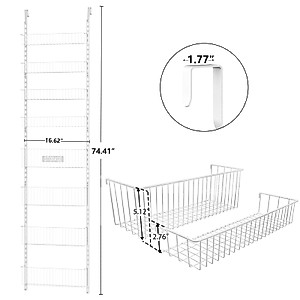 Shengsite Over Door Pantry Organizer, Detachable Alloy Steel Storage Rack, 4 Large and 4 Small Baskets, Ideal for Kitchen, Bathroom, Table Food Storage