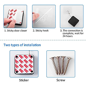 [1 Piece] Punch-Free Automatic Sensor Door Closer, Multifunctional Automatic Door Closer, Residential Commercial Auto Door Closer with Drawstring, Closer Door for Internal, Home, Storm (Black, 1)