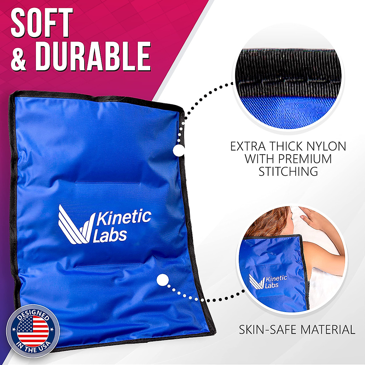 Kinetic Labs Reusable Ice Pack for Injuries - Ice Pack for Back Pain Relief (11x14.5) - HSA FSA Eligible - Large Ice Pack for Back, Knee, Shoulder, Hip