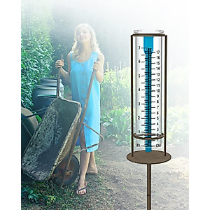 X-PREK New Upgrade Rain Gauge,Detachable Freeze Proof Glass Rain Guage Outdoor Decorative for Garden,Deck,Lawn,Landscape,Yard