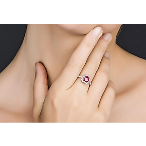 Dungkey Red Ruby Heart Shape Gemstone Sterling 925 Silver Wedding Rings for Women Bridal Fine Jewelry Engagement Bague Accessories (6)