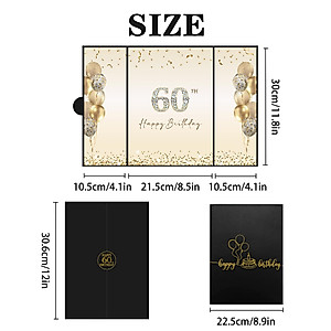 DARUNAXY Black Gold 60th Birthday Party Decorations, Happy 60th Birthday Alternative Signature Guest Book for Men Women Cheers to 60 Years Old Gifts 60 Birthday Signing Card Board Party Supplies