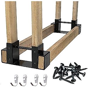 Zantle Outdoor and Indoor Firewood Log Rack Bracket Kit, Fireplace Wood Storage Holder - Adjustable to Any Length