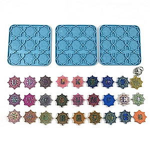 Letters Molds Resin 26 Molds Keychain Alphabet Molds Silicone for Resin Molds Home DIY Rolling Tray Cover (Blue, One Size)