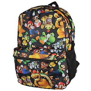 Super Mario Bros. Backpack All Over Character Print 16" Bag