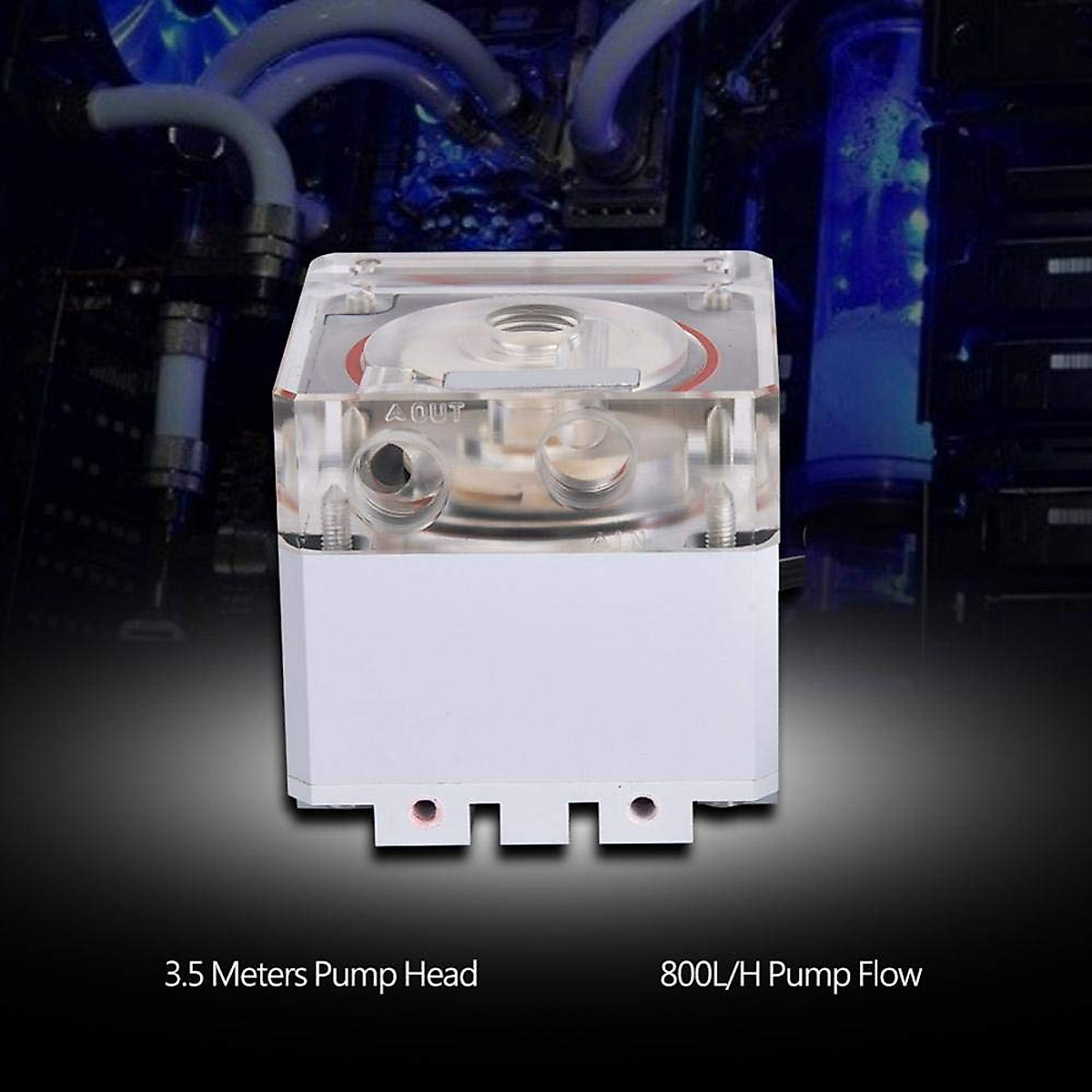 CPU Water Cooling Pump,3000RPM Fast Heat Dissipation Computer Pump 800L/H 3.5 Meters Pump Head PC Pump (White)