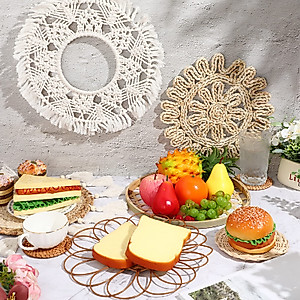 Set of 8 Boho Wall Basket Decor Flat Woven Basket Wall Decor Set Rattan Wall Decor Round Bamboo Hanging Wall Basket Macrame Tassels Wall Tapestry Boho Basket Wall Art for Bedroom Living Room Nursery