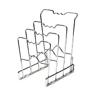 Seville Classics 4-Tier Pan & Pot Lid Rack Kitchen Counter and Cabinet Organizer, 2 Pack Chrome