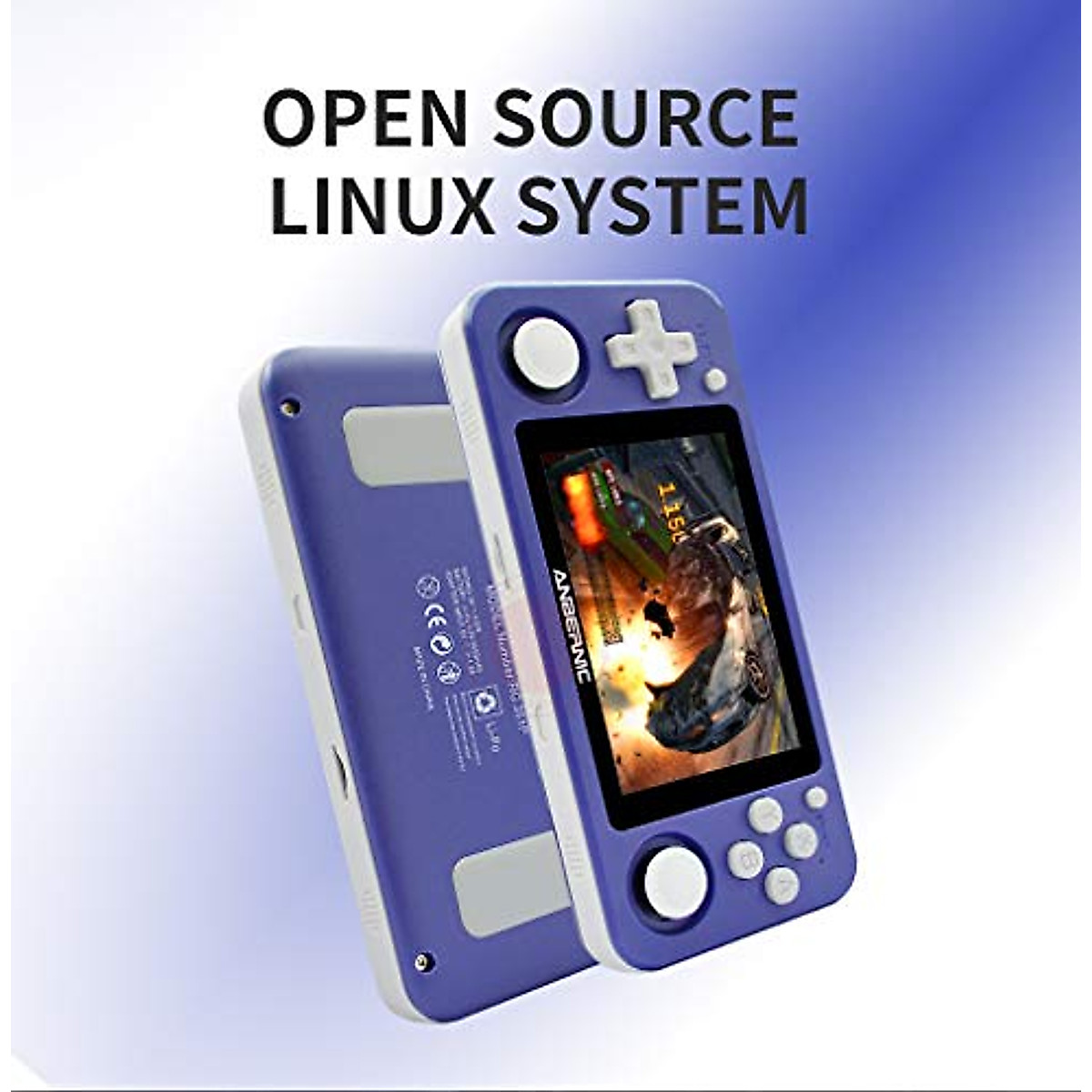 Voacle RG351P Handheld Game Console, Retro Game Console Open Linux Tony System RK3326 Chip 64G TF Card 2500 Classic Games 3.5 Inch IPS Screen (Purple)