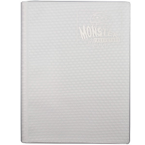 Monster Protectors 9 Pocket Trading Card Binder - Holofoil White w White Pages Album, Anti-Theft TCG Protection w Side Loading Padded Pockets, Double Sided, Holds 360 Cards, Sport, Kpop, Xmas Gift