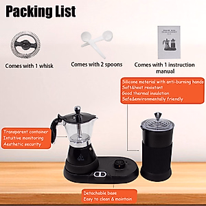 DITOSH All-Round Coffee Companion Electric Moka Pot & Milk Frother 2-in-1 Machine Aluminium Material One-touch Operation Milk Froth Fine and Dense Black 110V
